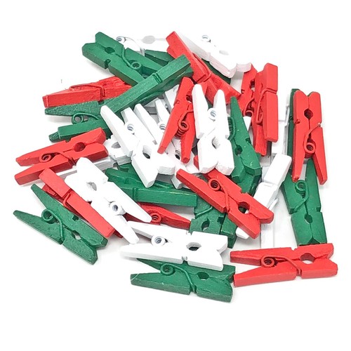 25mm Mini Coloured Wooden Clothes Peg Craft For Vintage Shabby Chic ...