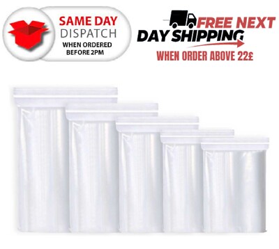Grip Seal Bags Clear Zip Lock Self Resealable Polythene Baggies - All ...