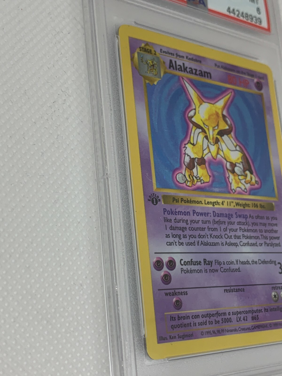 Pokemon Alakazam #7 1st Edition HOLO Foil 1999 Graded PSA EX - MT 6 ...