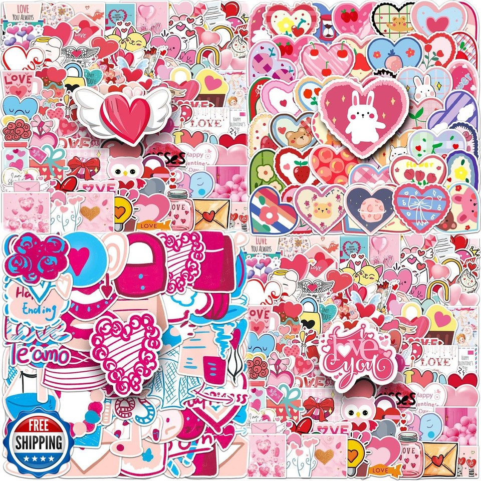 200PCS Sweet Romantic Stickers for Water Bottle, Cute Color Sticker ...