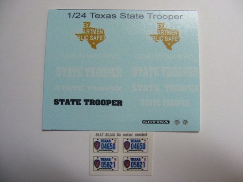 Texas State Trooper 1/24 Waterslide Decals Fit Motormax | eBay