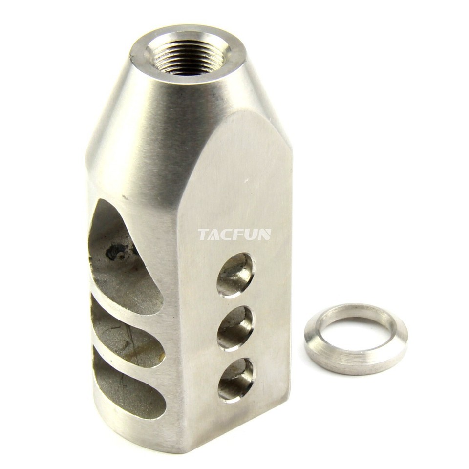 1/2"x28 or 5/8"x24 Thread Tanker Style Muzzle Brake .223/5.56/22LR .308 ...