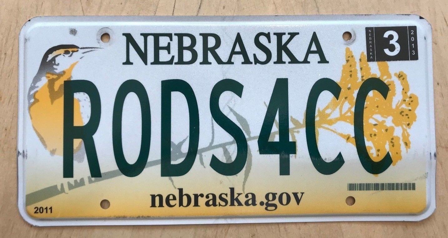 NEBRASKA GRAPHIC BIRD VANITY LICENSE PLATE " RODS 4 CC " ROD RODNEY ROD ...
