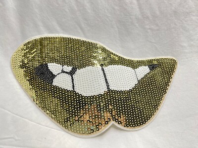 Sequin Golden Smile applique- 11" wide | eBay