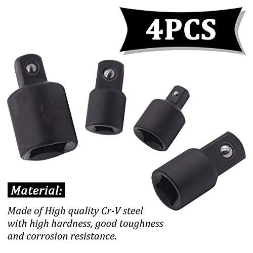 4pcs Black Socket Adapter Set1/4" X 3/8" 3/8" X 1/4" 3/8" X 1/2" 1/2" X ...