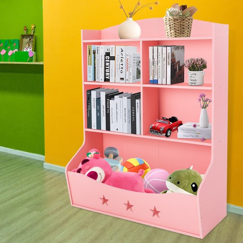 Kids Bin Toy Storage Box Bookcase Organizer Shelf Playroom Bookshelves ...