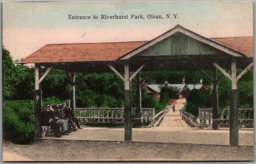 1910s OLEAN, New York Postcard "Entrance to Riverhurst Park" Hand ...