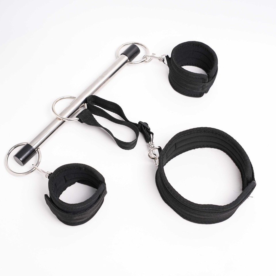 Metal Spreader Bar Neck Collar Handcuffs Anklecuffs Restraints Set Kit ...