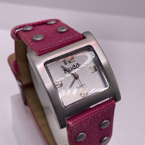 Vintage Mudd Womens Silver Tone Watch Pink Band New Battery | eBay