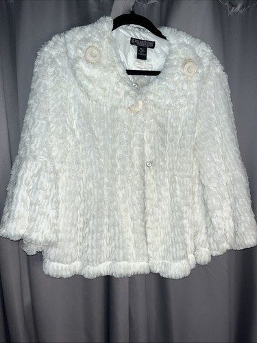 The Pyramid Collection ladies white fuzzy lined jacket cape Large | eBay