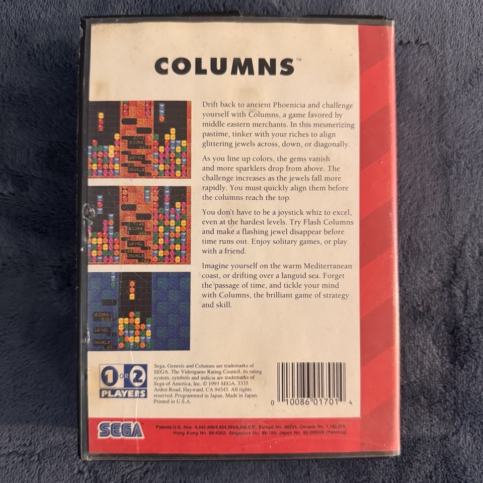 Columns Case (SEGA Classic) (SEGA Genesis) Authentic Case & Cover Art ...