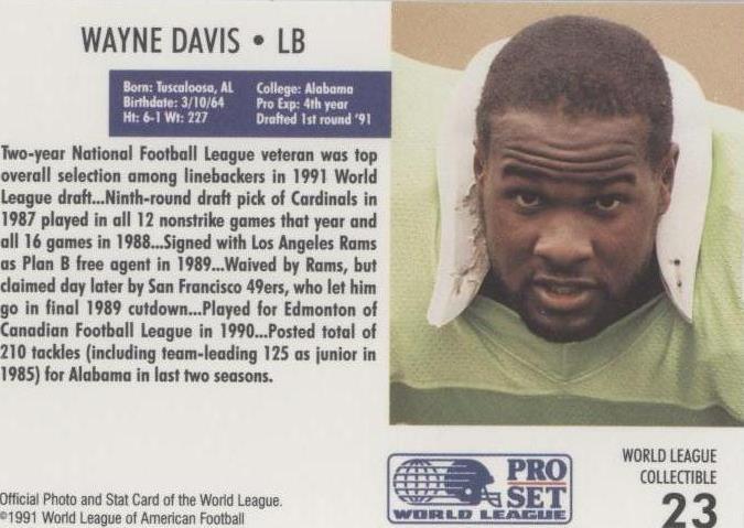 1991 Pro Set Wayne Davis #23 for sale | eBay