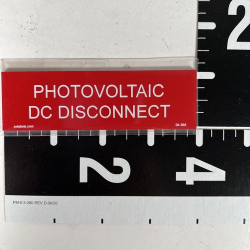 lot of 5 RED “Photovoltaic System DC Disconnect” CARDBOARD label vinyl ...