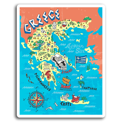 2 x 10cm Greece Santorini Crete Vinyl Stickers - Sticker Laptop Luggage ...