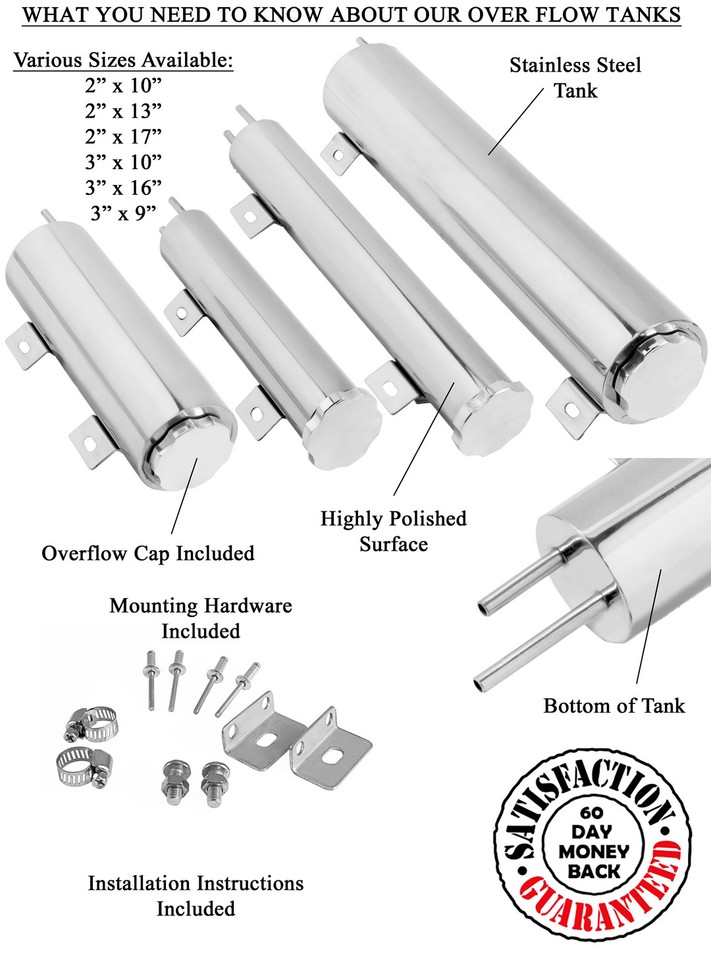 Ford Truck V6 V8 5356 Radiator Overflow Catch Can 3 x 10 Stainless ...