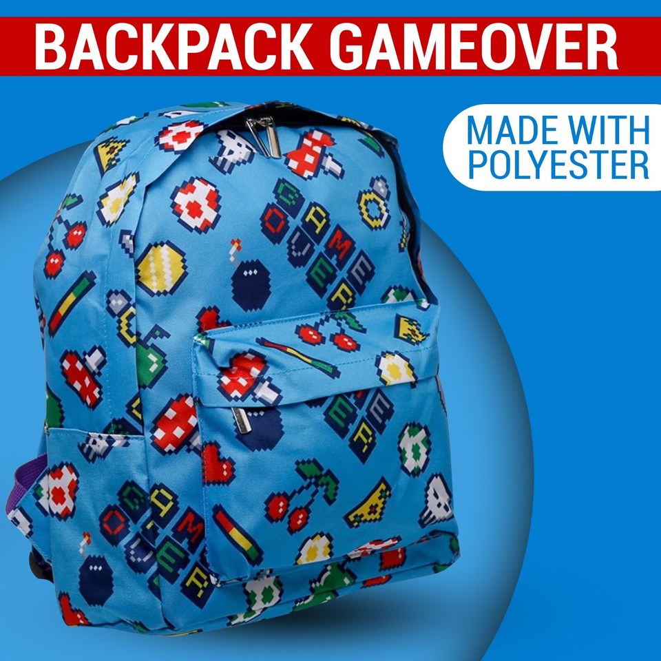 Game Over Backpack Bag Rusksack VidoeGamer School Sports Travel Retro ...