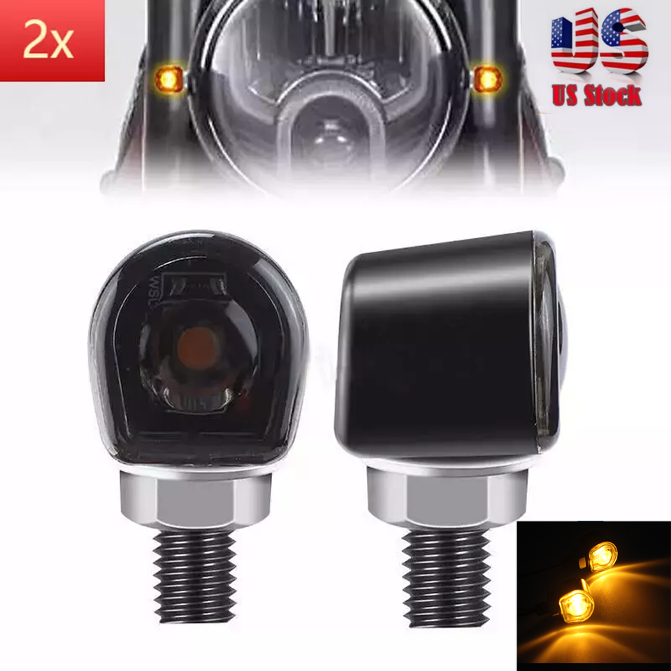 2x Universal LED Motorcycle Turn Signal Indicator Amber Blinker Light ...