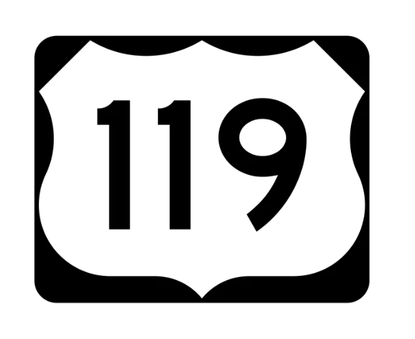 5" us route 119 highway sign road bumper sticker decal usa made | eBay