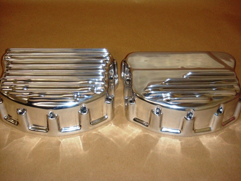 Harley 1948-1965 SHOW POLISH IMPERIAL PANHEAD FINNED VALVE COVERS | eBay