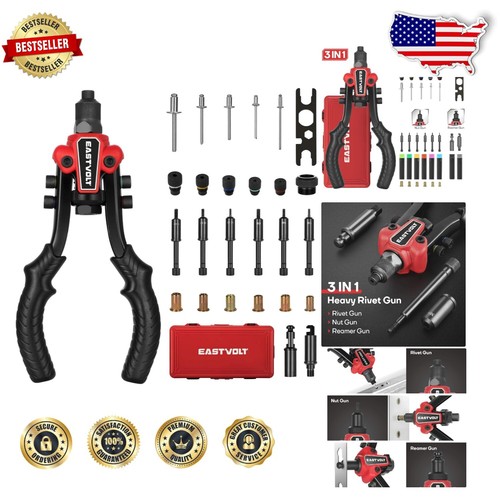 Professional 3-in-1 Riveting Tool Set with Mandrels, Rivet Nuts ...