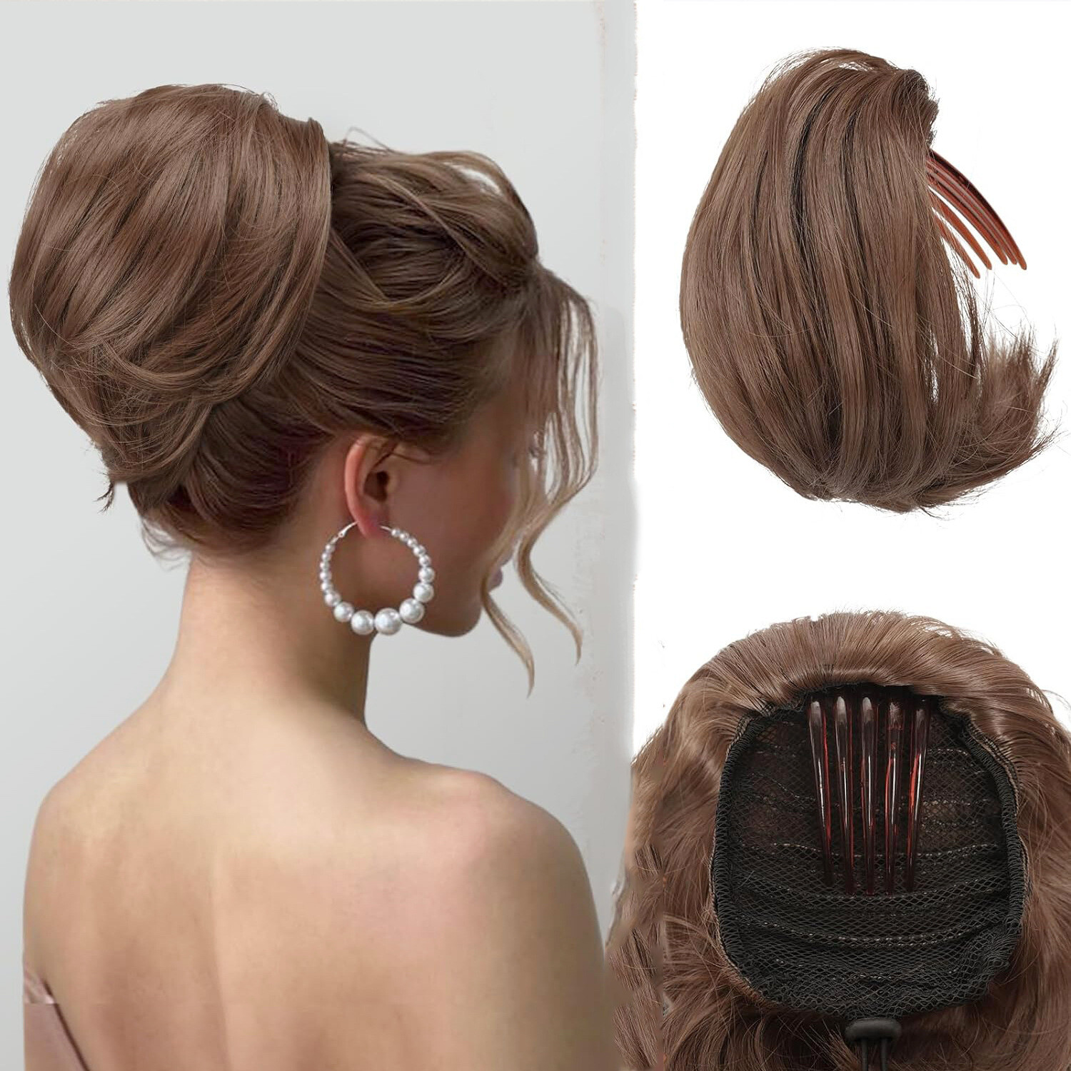 Large Comb Claw On Ponytails Short Wavy Bun Hair Piece Drawstring Pony ...