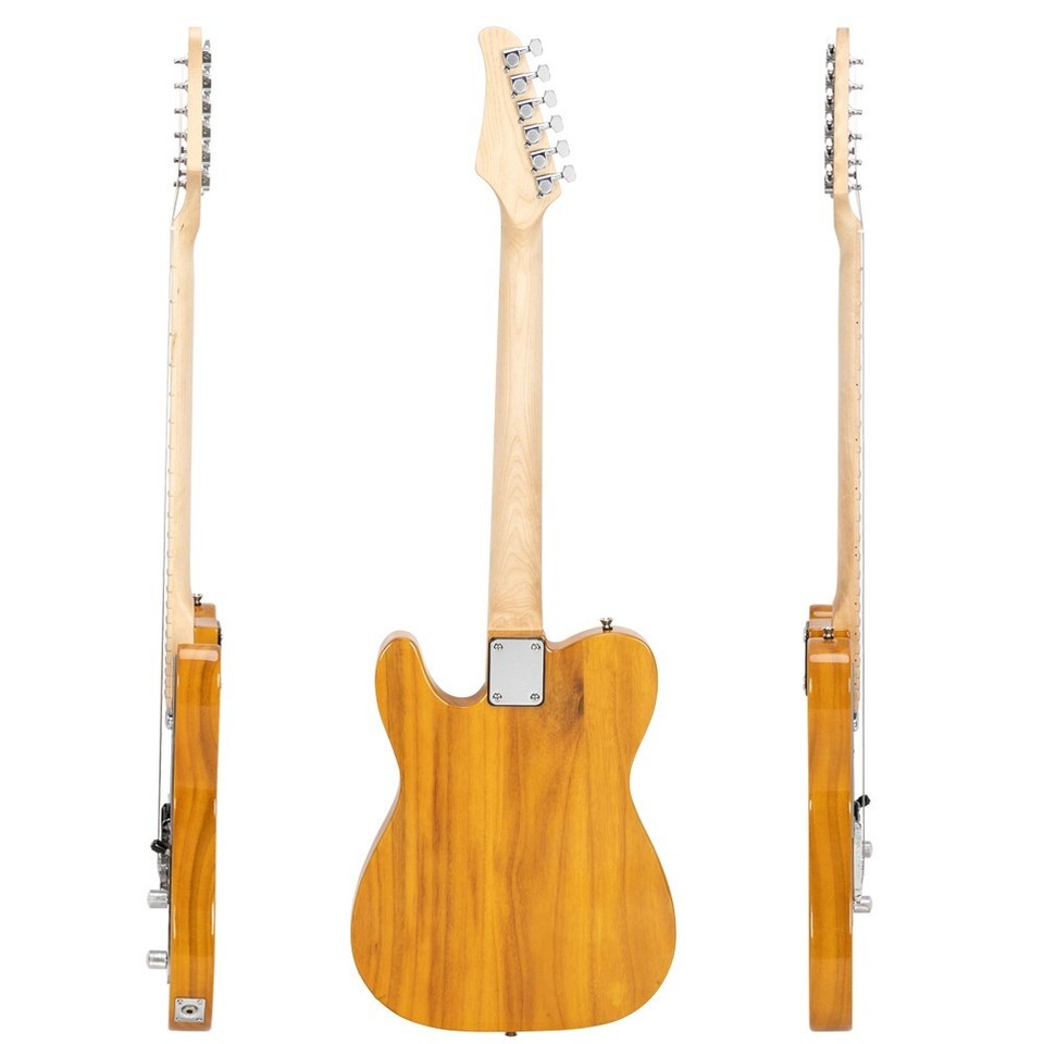Full-Size Trans Yellow Tele Style Solid Body Electric Guitar Package w ...