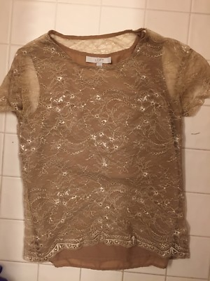 Very Nice Ann Taylor Loft Beige top size XS Lace | eBay