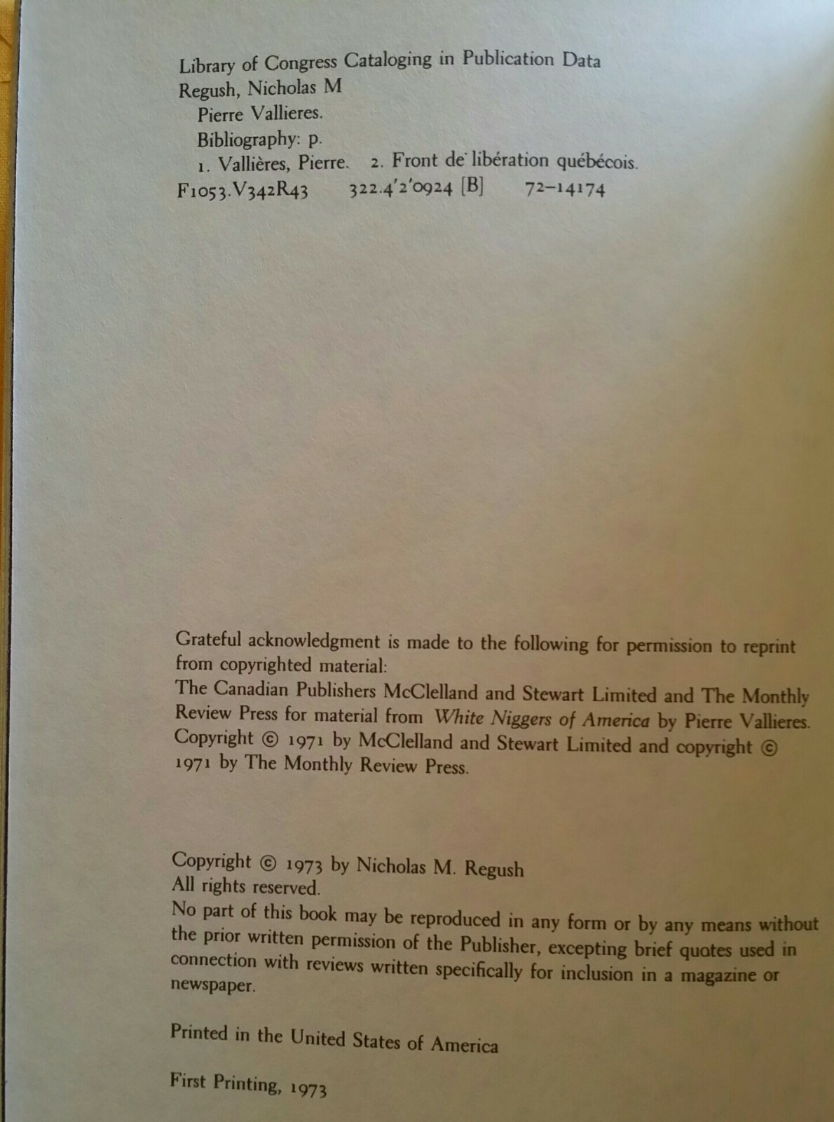 *#Pierre Vallieres: the Revolutionary Process in Quebec- stated first ...