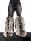 Silver Fox Fur Boots Double Sided Knee High Fur Winter Boots Indoor and ...