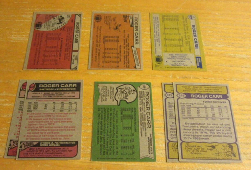 Roger Carr Lot of 8 Topps Trading Cards NFL Football Baltimore Colts | eBay