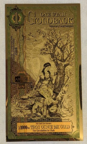 5 Pack - UTAH GOLDBACK 1/1000th Troy Ounce 24k Gold Bill w/Protective ...