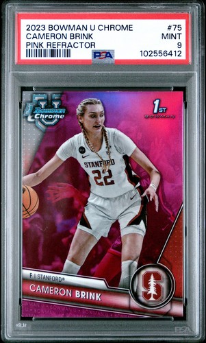 2023 BOWMAN UNIVERSITY CHROME PINK REFRACTOR #75 CAMERON BRINK PSA 9 | eBay