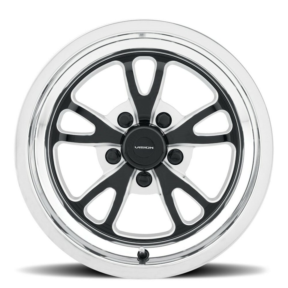 15" Vision 149 Patriot Gloss Black Milled Spoke Polished Lip 15x4 Wheel ...