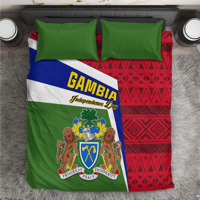 Gambia Independence Day Bedding Set Coat Of Arms African Pattern LT01 ...