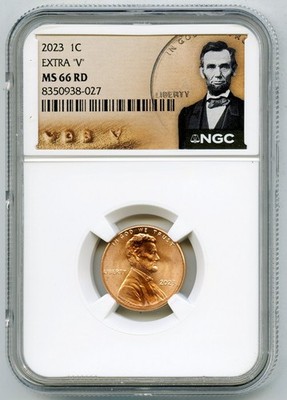 2023 EXTRA ' V ' LINCOLN ERROR CENT SHIELD PENNY NGC MS66 RD SPECIAL ...