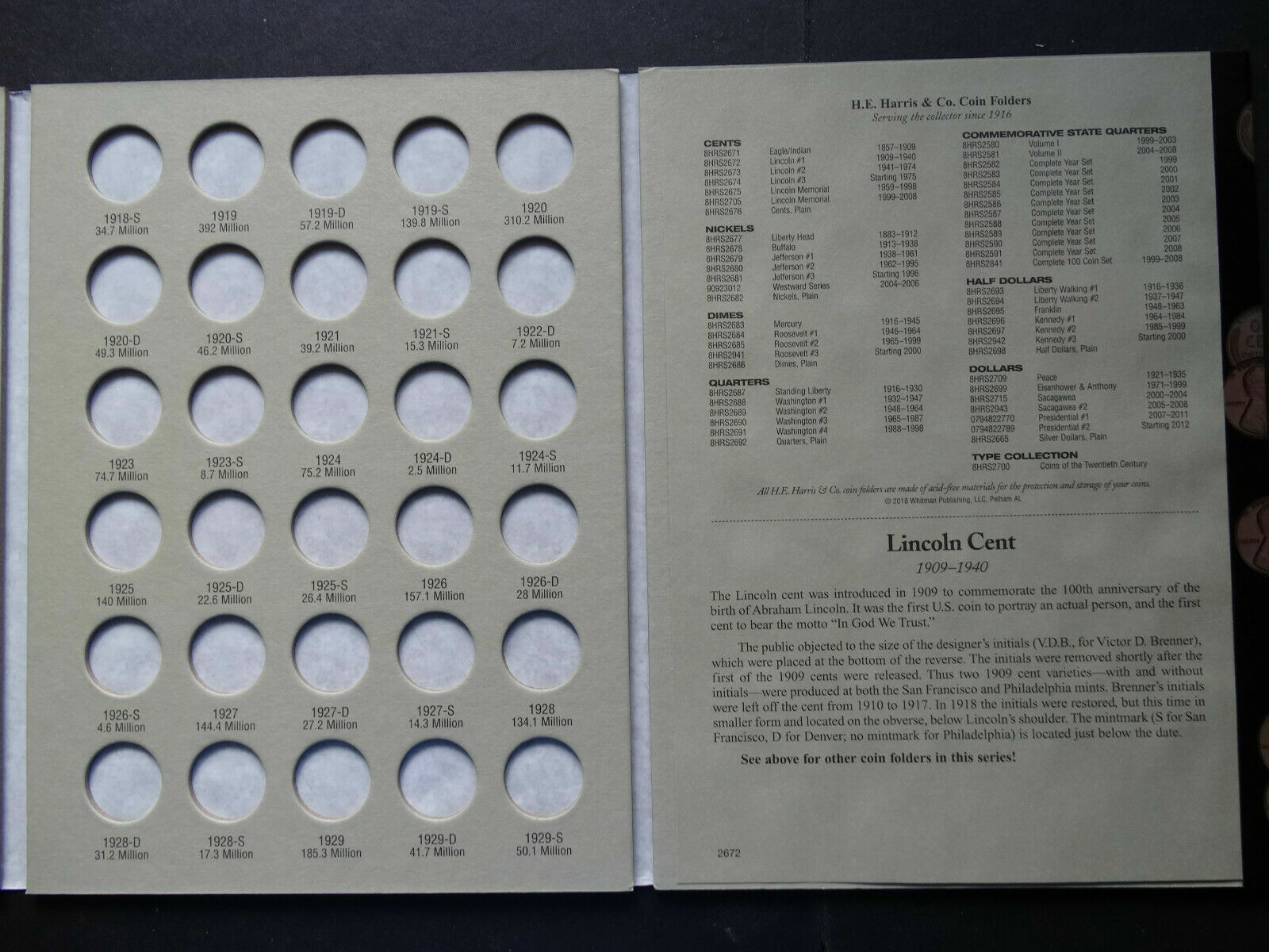 Set of 4 - HE Harris Lincoln Cent Coin Folders Number 1-4 1909-2025 ...