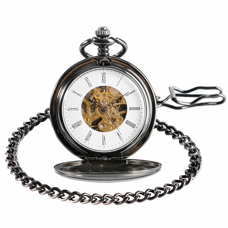 Vintage 2 Sides Open Smooth Case Mechanical Hand Winding Men's Pocket ...
