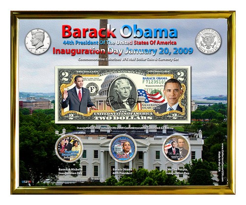Barack Obama Inauguration Day Colorized Coin & Currency Set in 8" x 10 ...