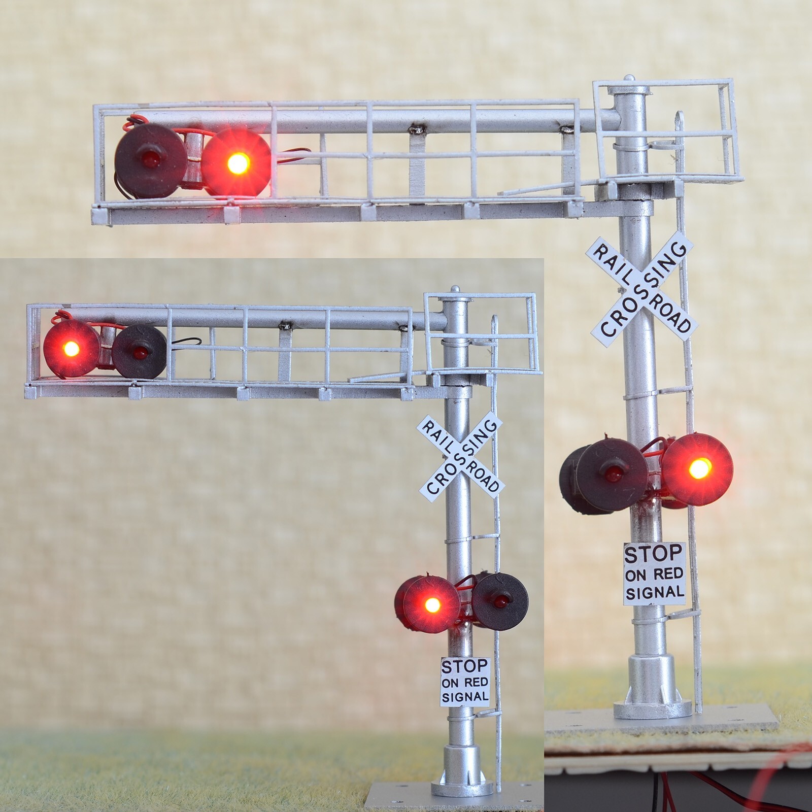 1 x HO scale model railroad cantilever grade crossing signal no track ...