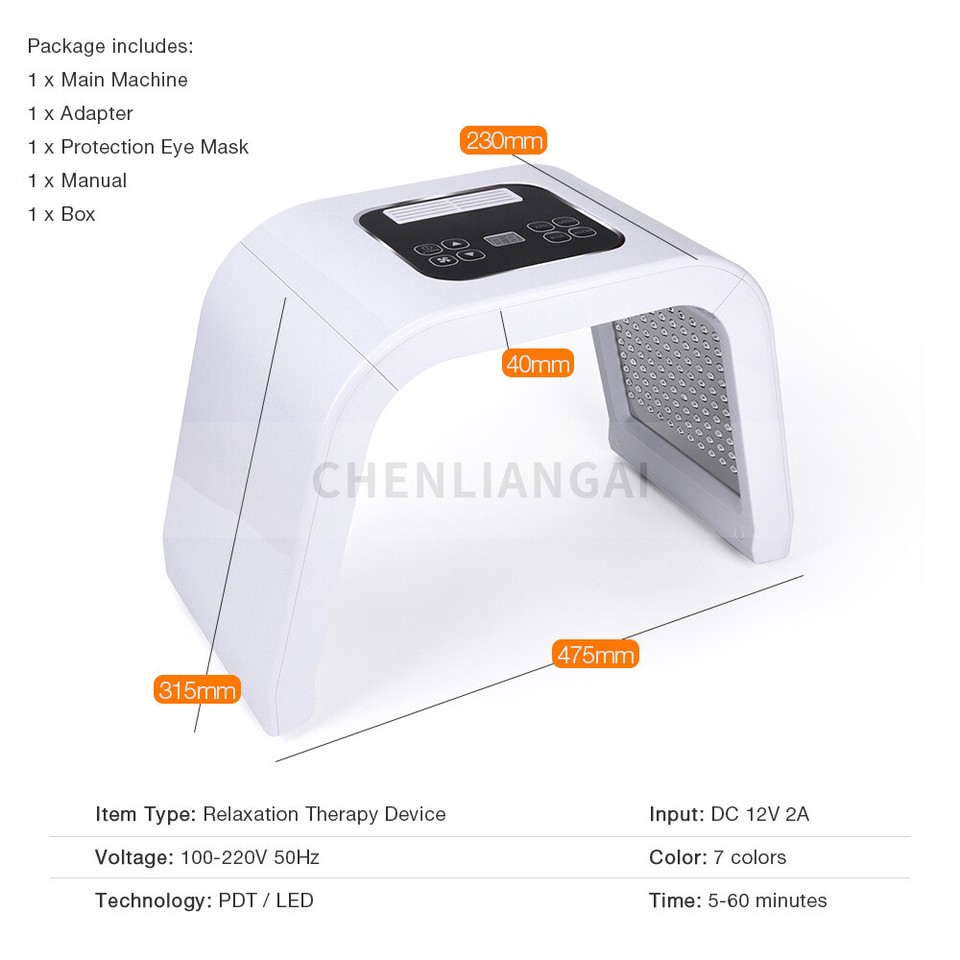 7Color PDT LED Light Facial Skin Rejuvenation Photon Therapy Lamp ...