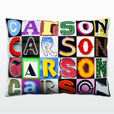 Personalized Pillow featuring the name CARSON in photos of actual sign ...
