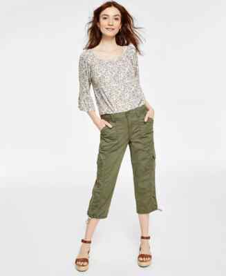 Style & Co Petite Mid Rise Bungee-Hem Capri Pants, 12P - Olive Sprig | eBay