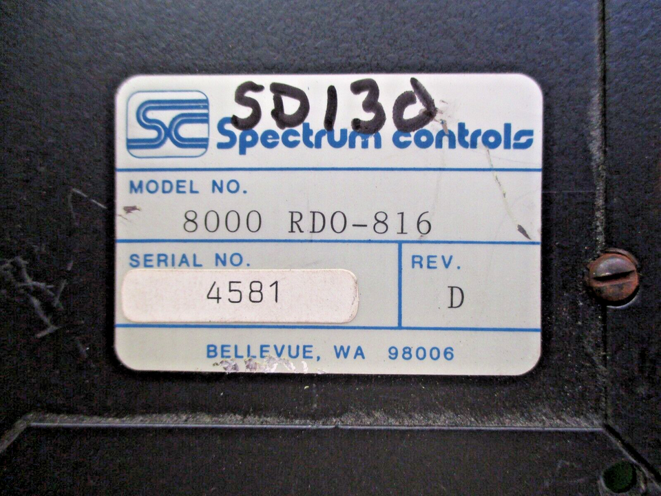 SPECTRUM CONTROLS RELAY OUTPUT MODULE REV D 8000-RDO-816 | eBay