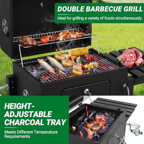 Heavy-Duty Oversize Charcoal Grill, 794 SQ.IN. Liftable BBQ Barbecue ...