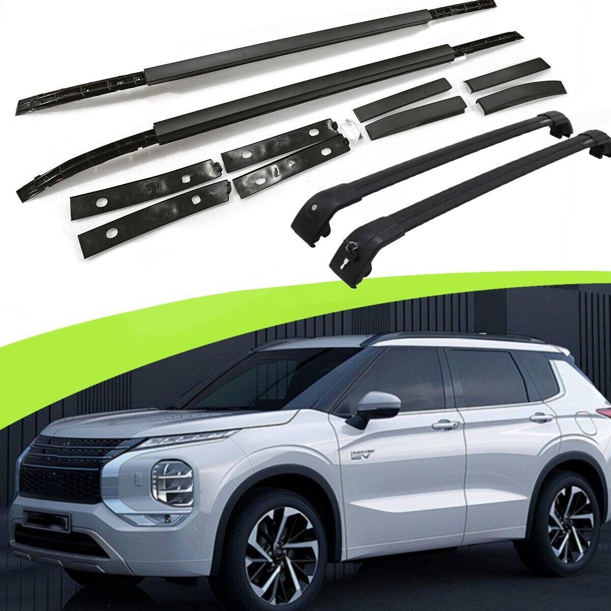 4pcs Fits Mitsubishi Outlander 2022-2024 Aluminum Roof Rail Racks Side ...