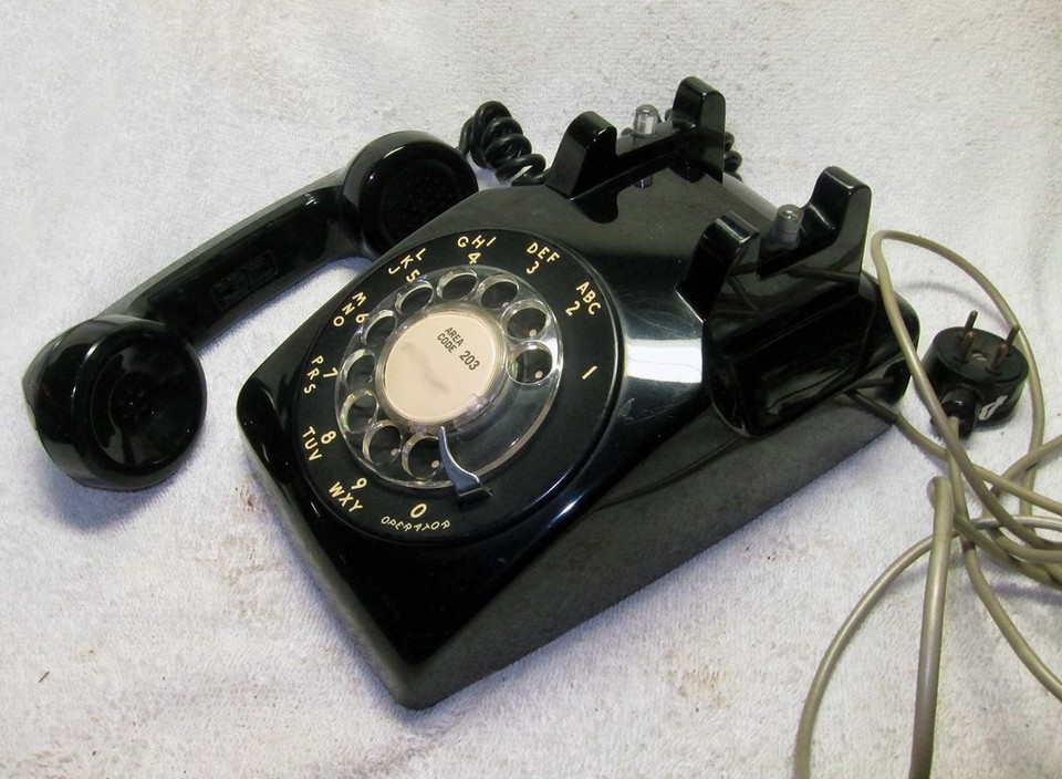 Vint. 1960's Bell System Rotary Dial BLACK Desk Telephone Phone.Western ...