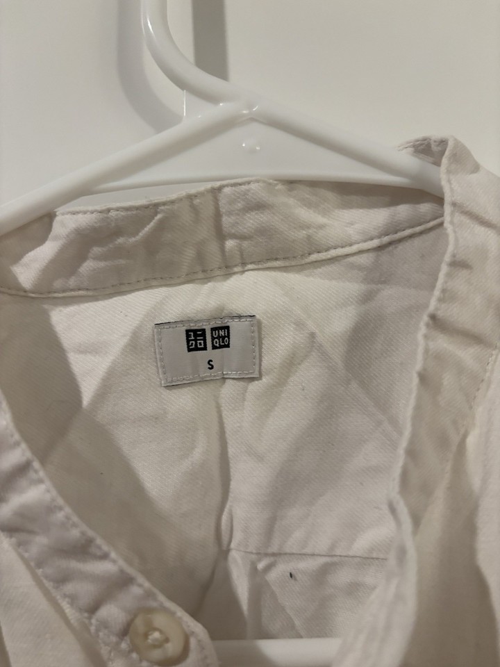 Uniqlo Dress Shirt White Mandarin Collar Slim Fit Size S | eBay