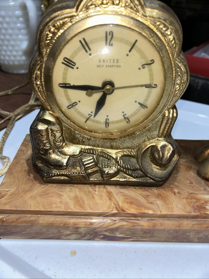 old Horse Mantel Clock - by United Clock Corp. Model # 315 from 1950's ...