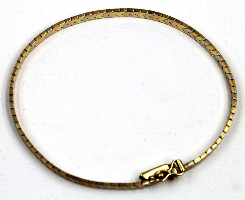 14K Italy Tricolor Rose Yellow Gold Stacking Bracelet… - Gem