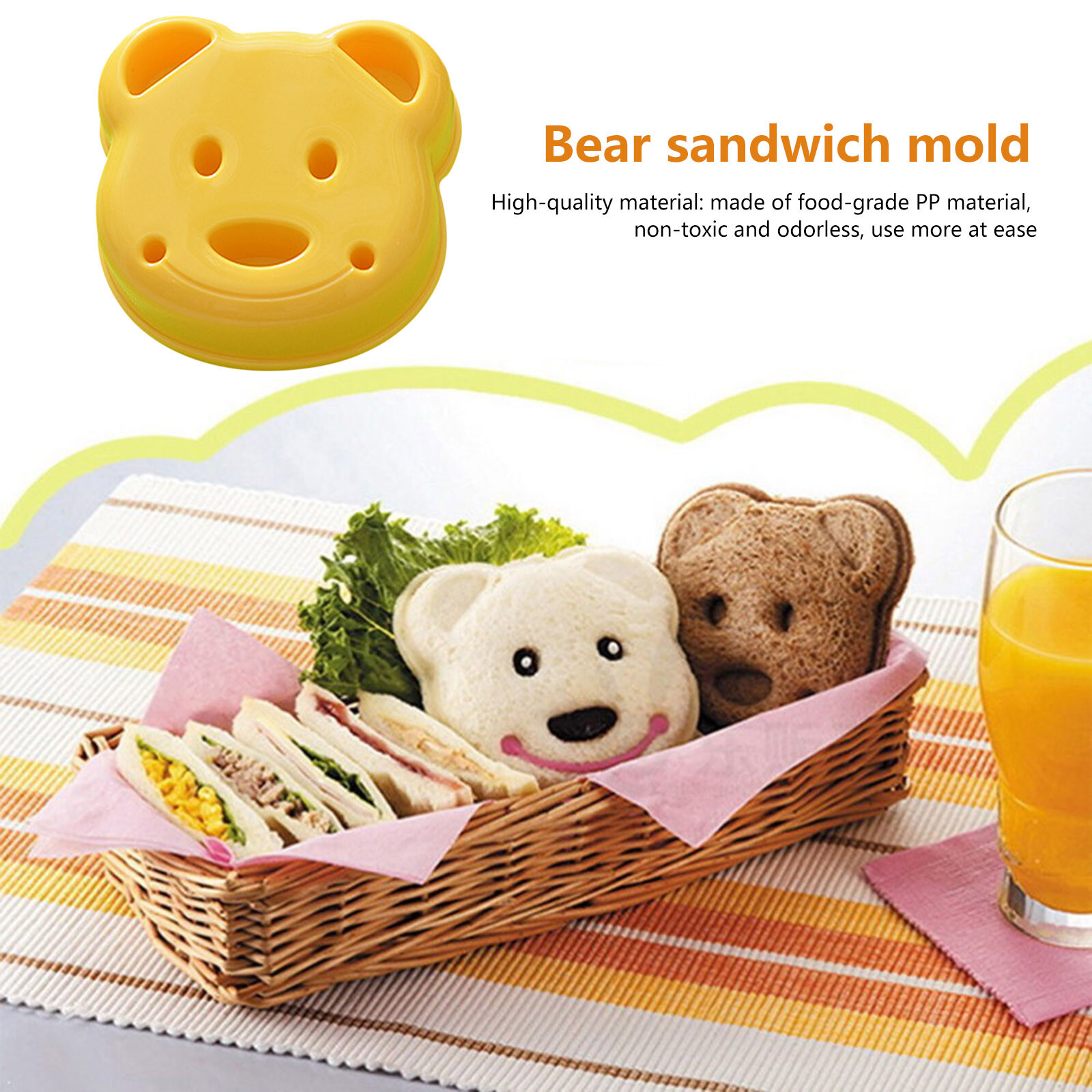 AU Bear Shape Rice Mold for Kids Bento Accessories Rice Ball Mold DIY ...